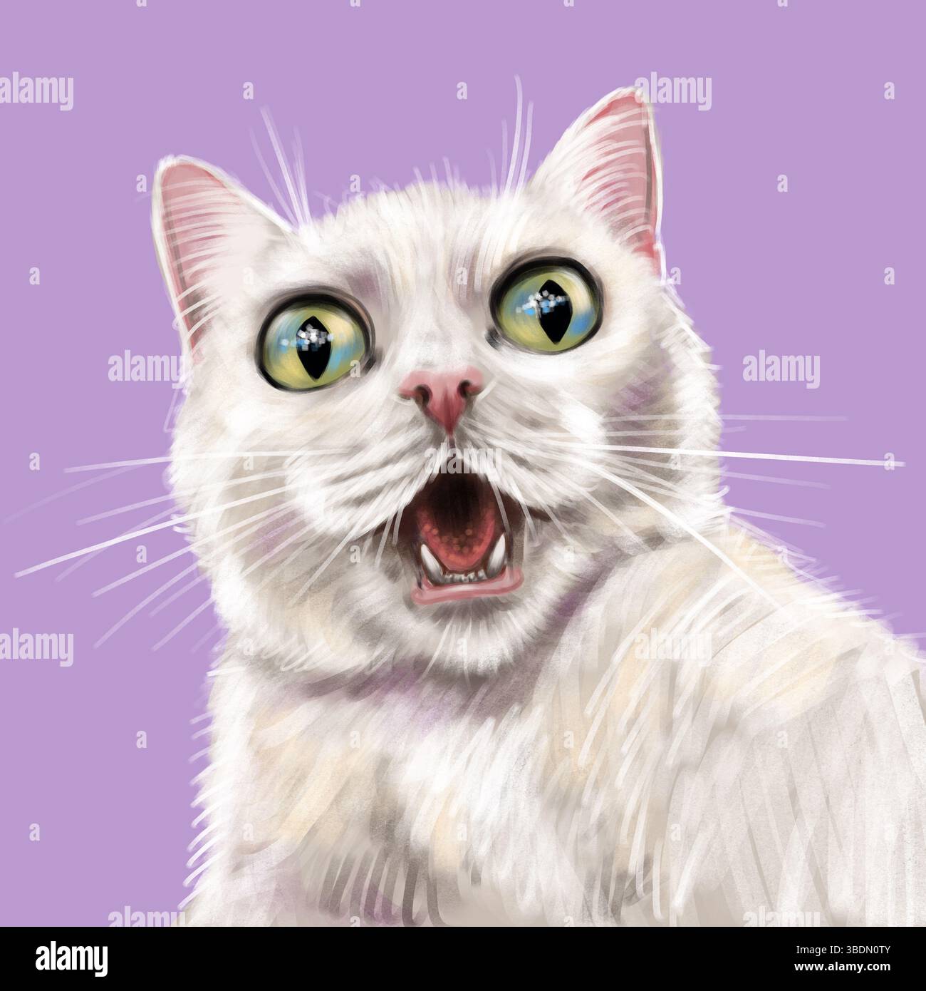 Funny Meme Cat Face Cartoon Style Art Illustration Stock Photo - Alamy