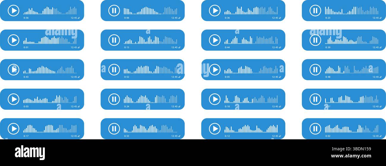 Voice message, sound wave, podcast icons. Waveform pattern for music ...