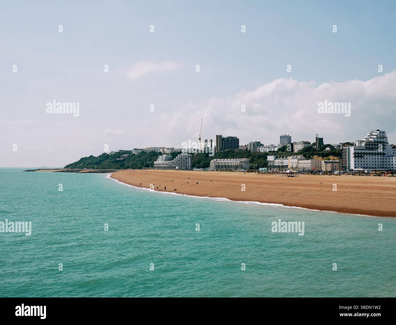 The seafont view from the harbour wall pier of Folkestone, Kent ...