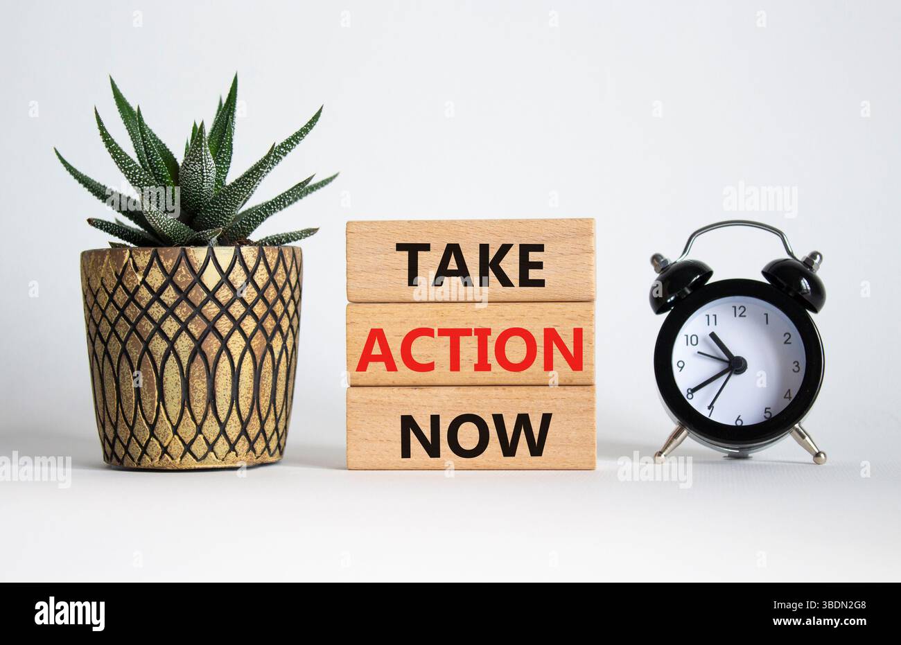 Take action now symbol. Wooden blocks with words Take action now ...