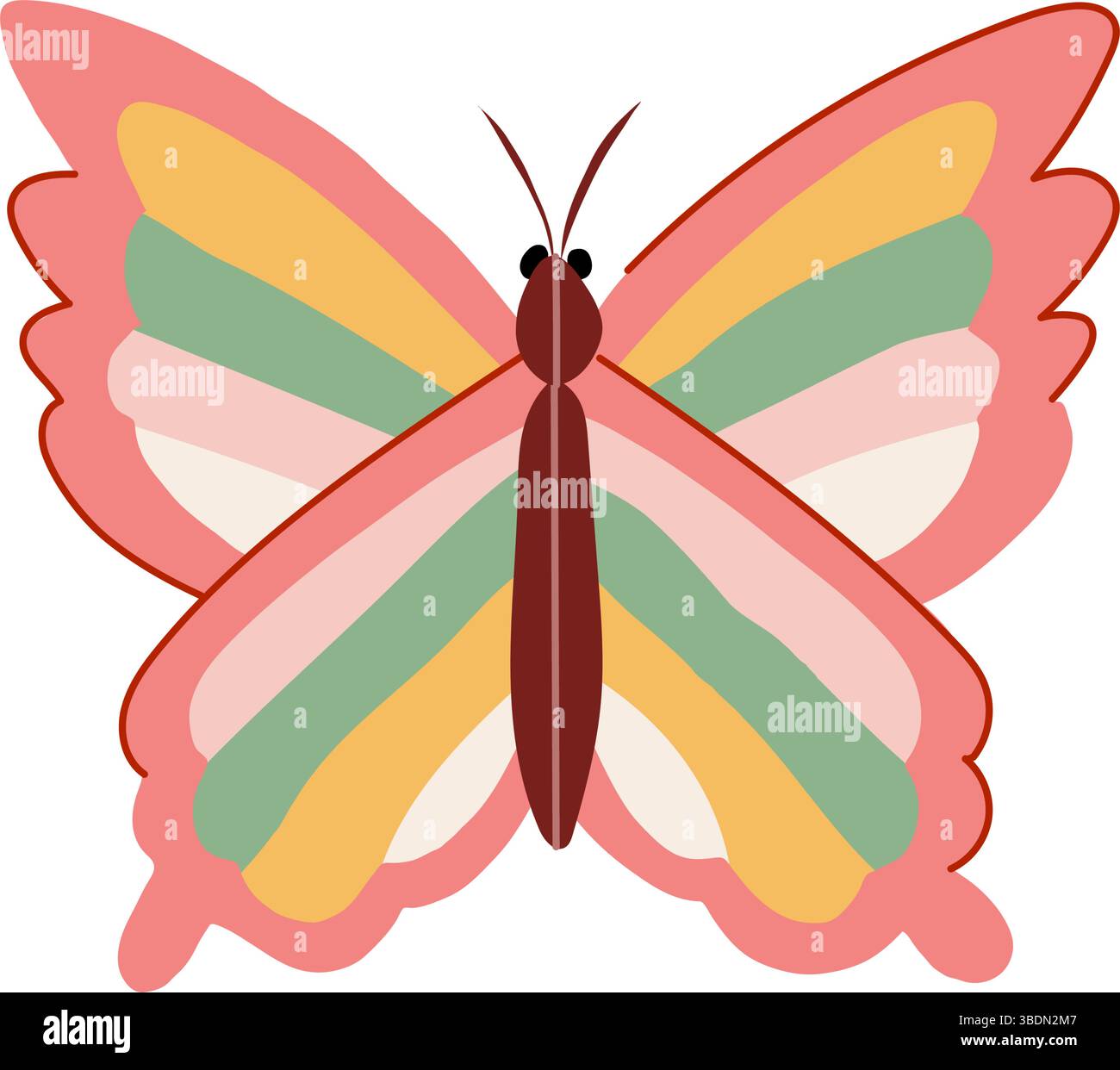 colorful groovy butterfly cartoon vector illustration Stock Vector ...