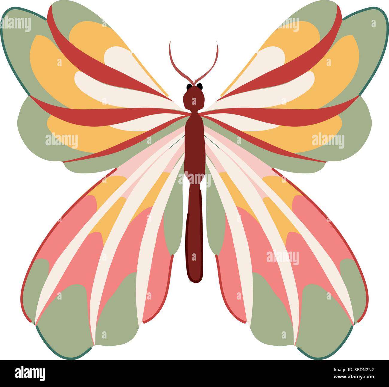 metamorphosis groovy butterfly cartoon vector illustration Stock Vector ...