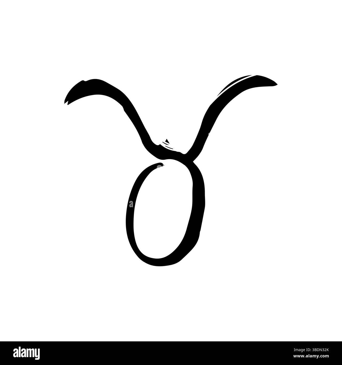 Taurus Zodiac Sign. Hand-Drawn Ink Calligraphy in Black and White Style ...