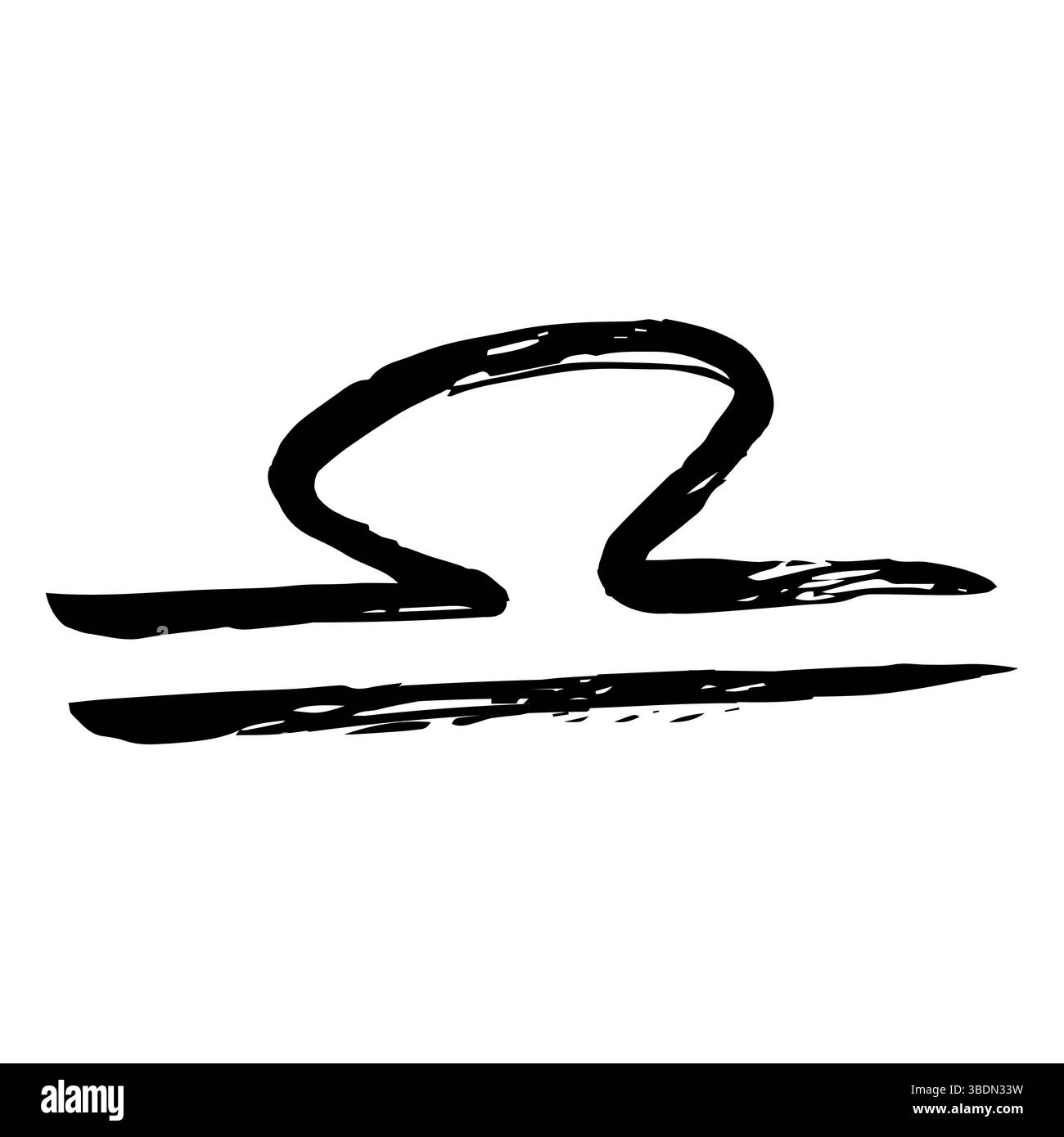 Libra Zodiac Sign. Hand-Drawn Ink Calligraphy in Black and White Style ...