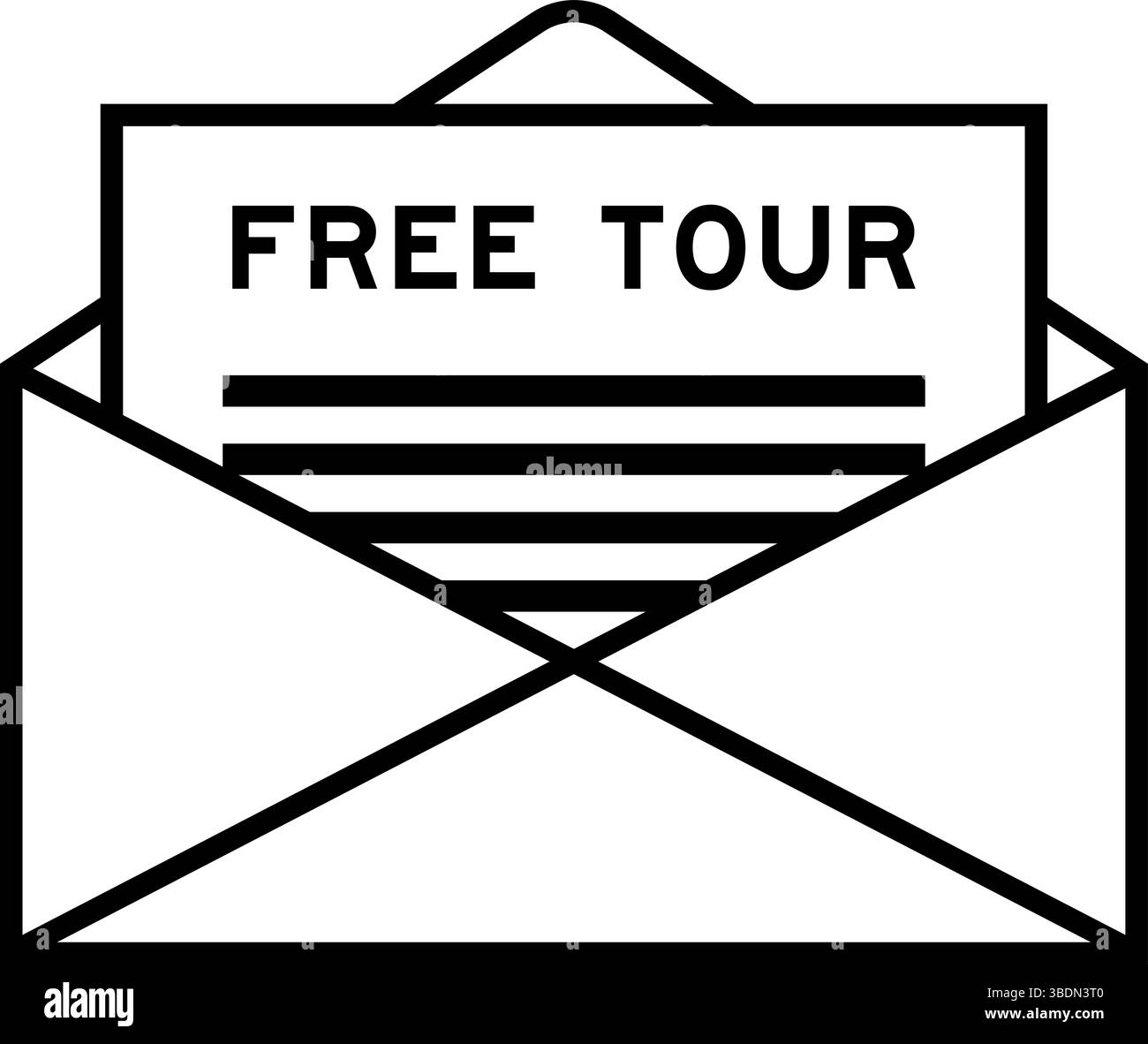 Envelope and letter sign with word free tour as the headline Stock ...