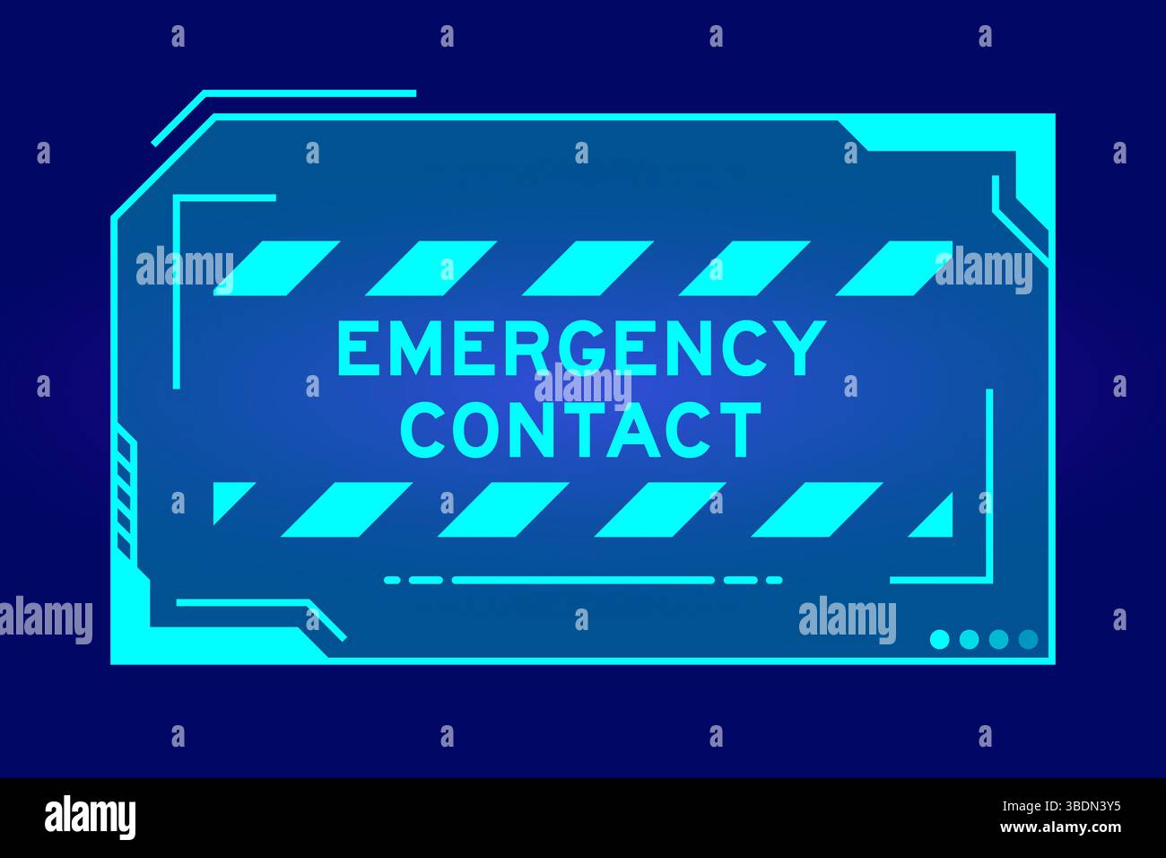 Blue color of futuristic hud banner that have word emergency contact on ...