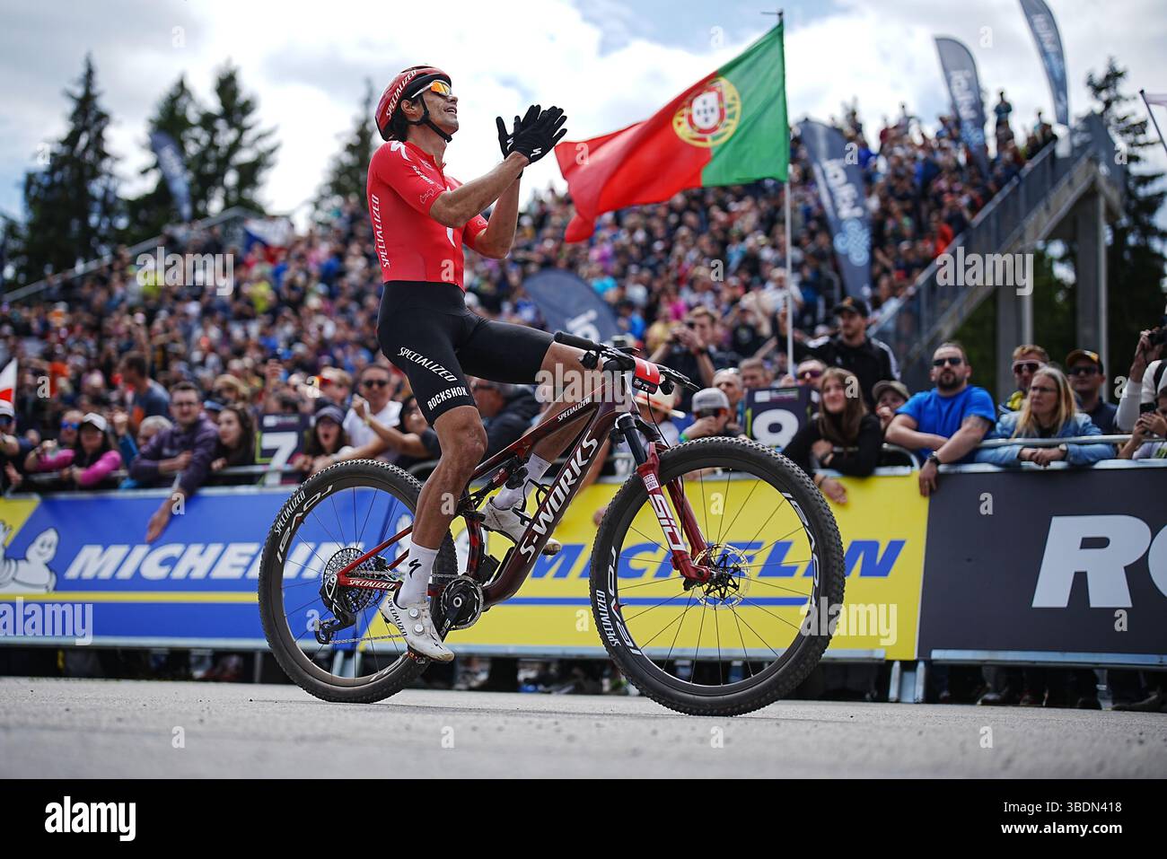 Christopher Blevins of USA wins after the Mountain bike cross country ...