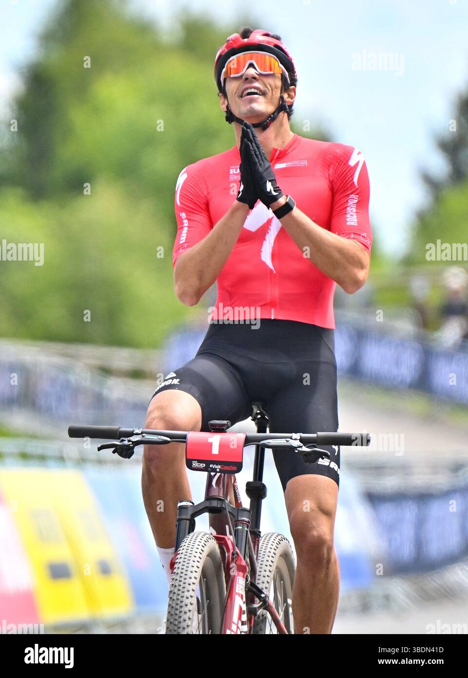 Christopher Blevins of USA wins after the Mountain bike cross country ...