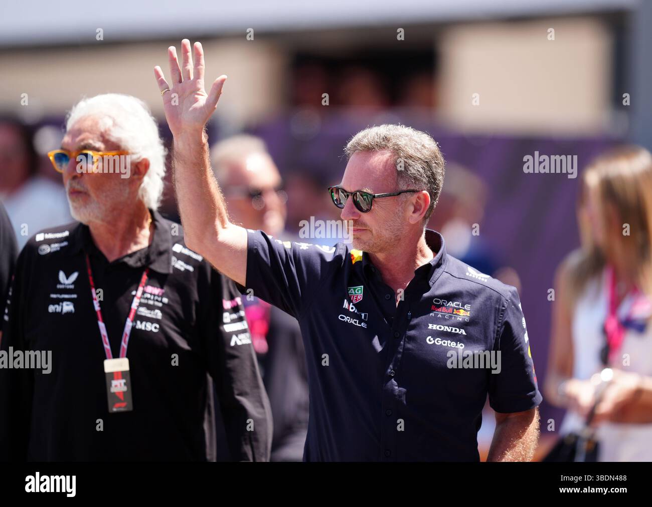 Alpine Executive Advisor Flavio Briatore and Red Bull team principal Christian Horner before the ...