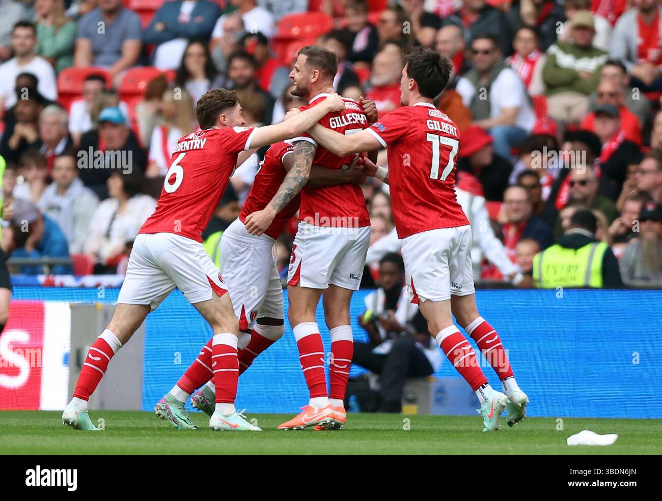 Charlton Athletic's Macaulay Gillesphey celebrates scoring their side's ...