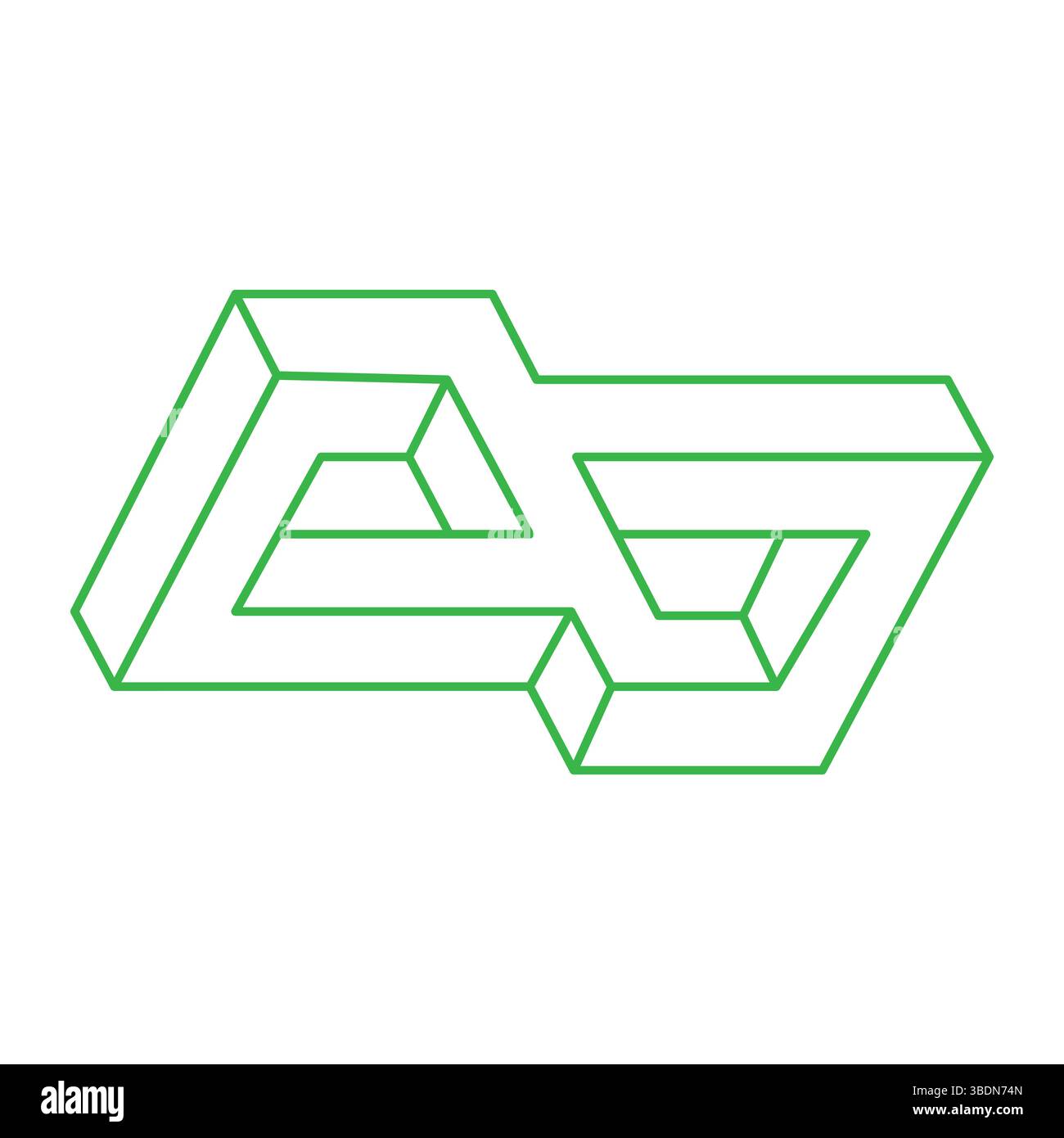 Impossible green shape. Sacred geometry figures. Optical illusion ...