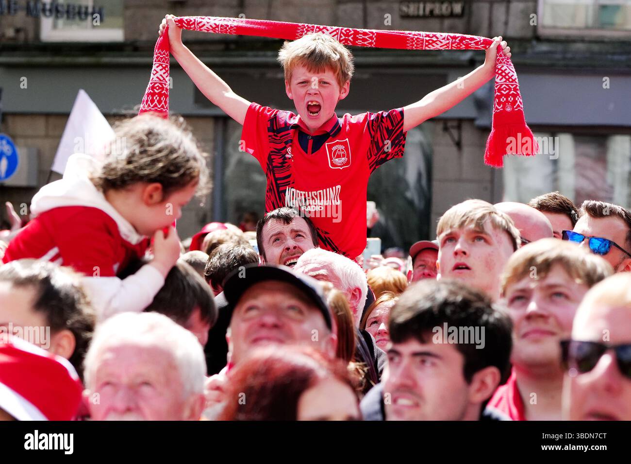 Aberdeen fans on Union Street during the Scottish Cup winners parade in ...