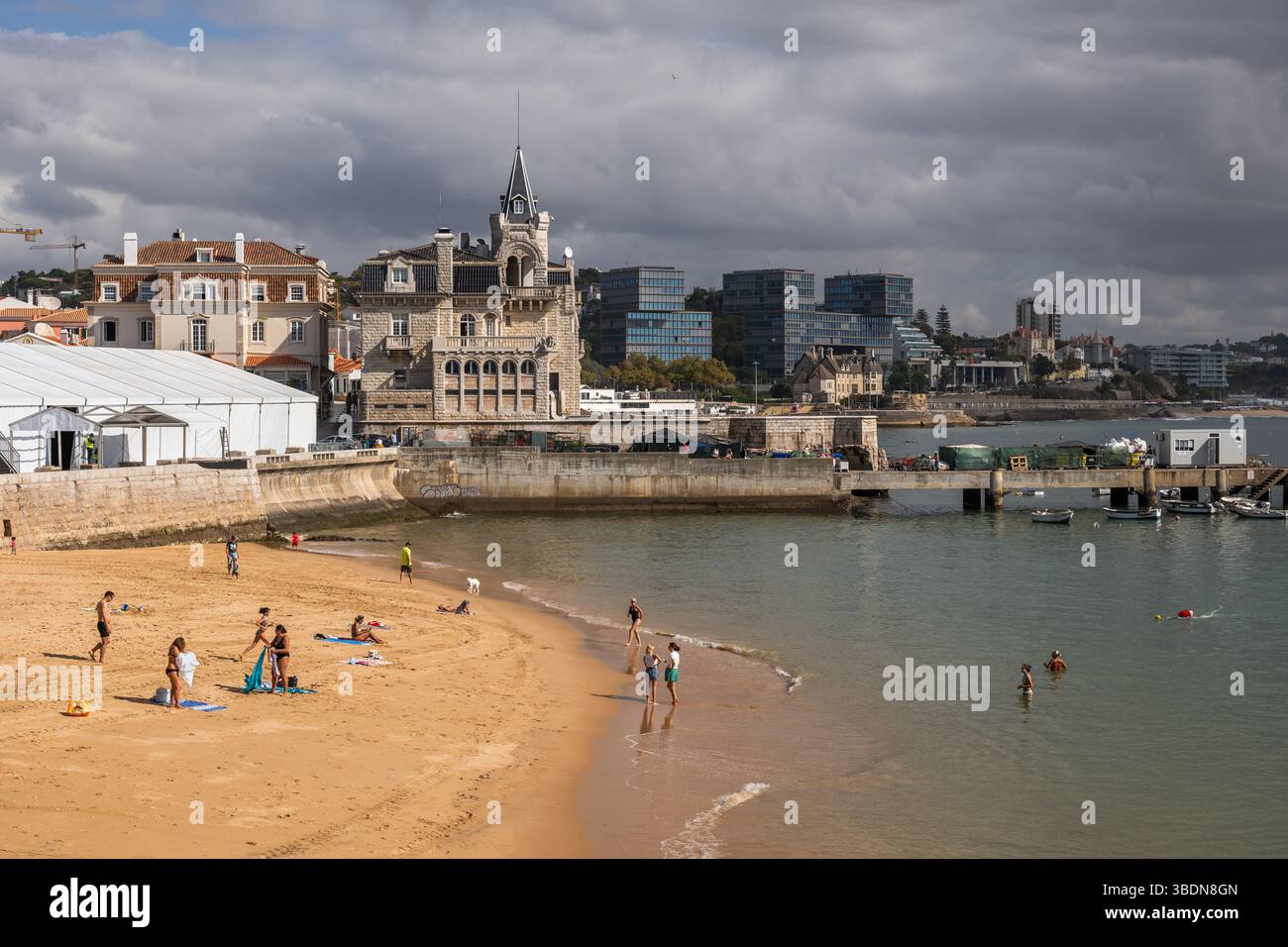 Cascais, Portugal - October 14, 2023 - Praia da Ribeira beach and ...