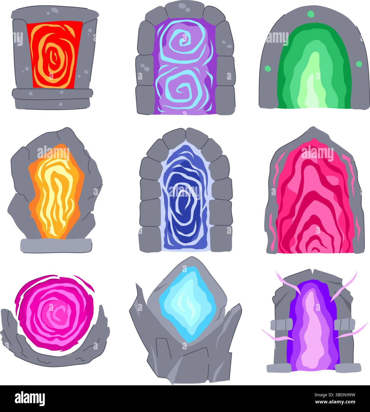 magic door portal set cartoon vector illustration Stock Vector Image ...