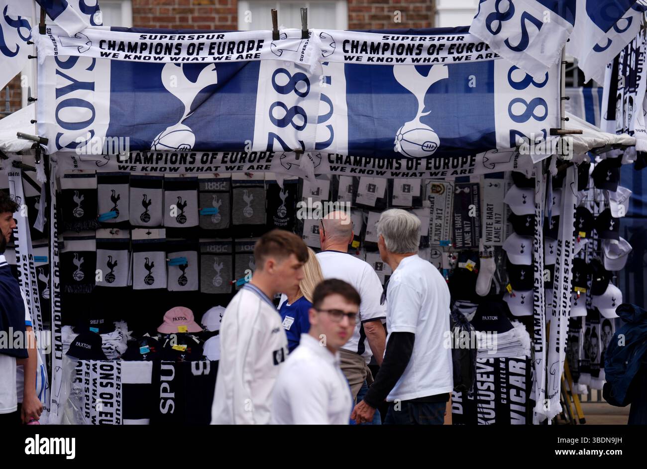 Tottenham Hotspur merchandise on sale outside the ground ahead of the ...