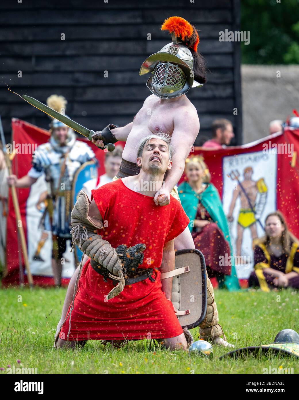 Chalfont, UK. 25 May 2025. Gladiators, with fake blood, take part in ...