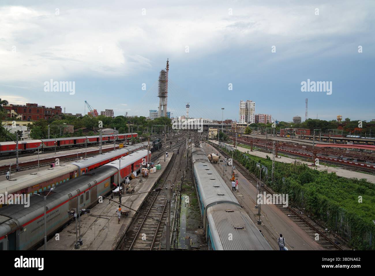 Kolkata, India - 25 May 2025: A single-pylon cable-stayed road over ...