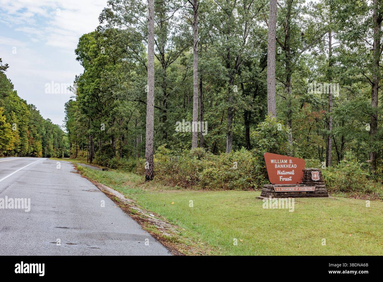 Sign entering the William B. Bankhead National Forest along highway 33 ...