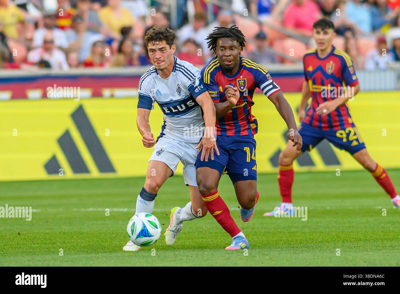 Vancouver Whitecaps midfielder Sebastian Berhalter, left, and Real Salt ...