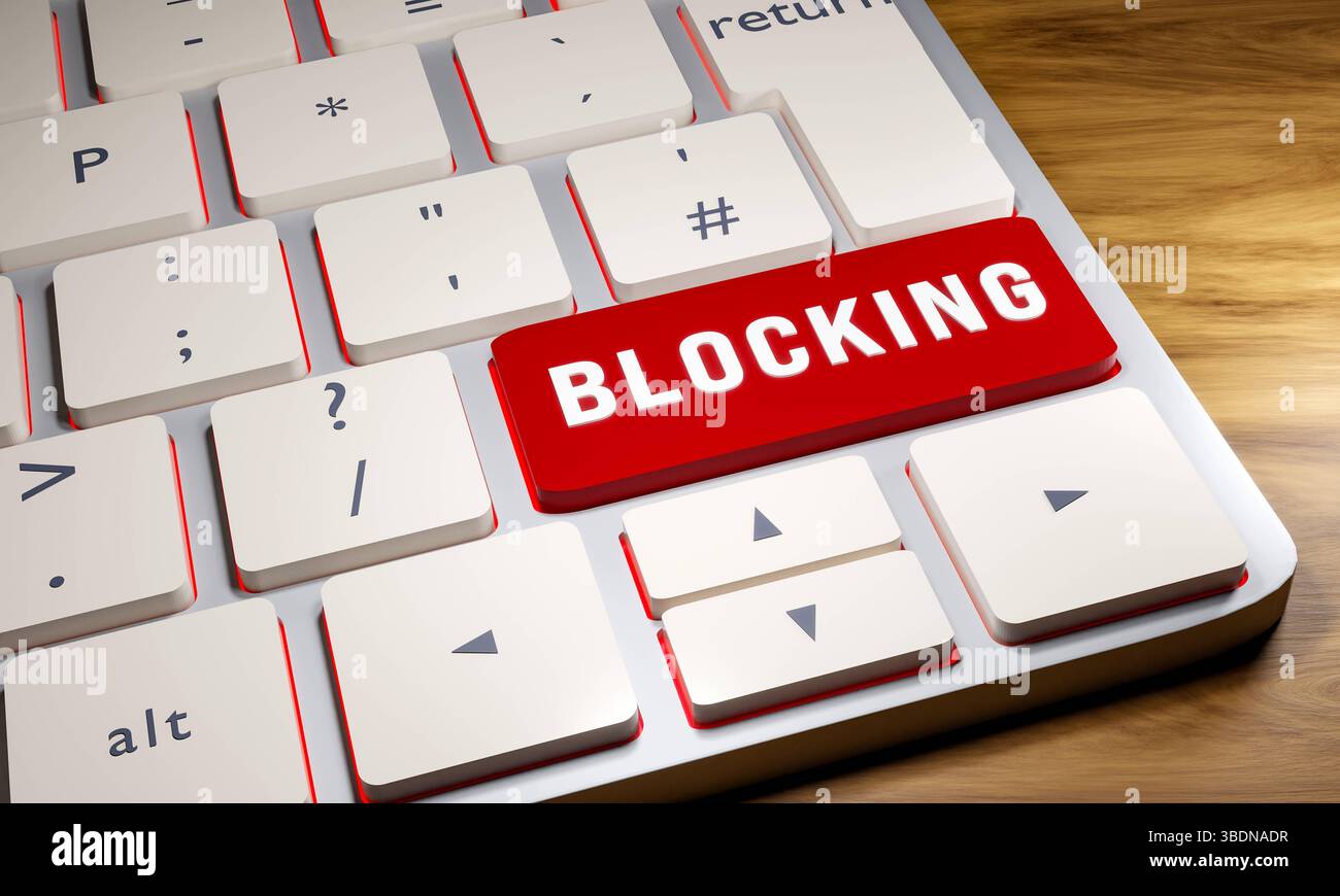 Blocking, keyboard with a blocking key. Blocking, keyboard with a blocking key. Close-up ...