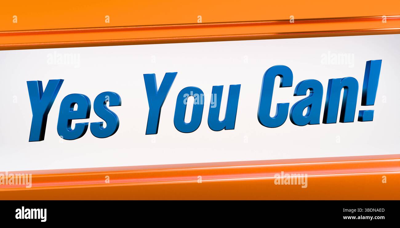 Yes you can, banner. Yes you can, shiny metallic banner in orange and ...
