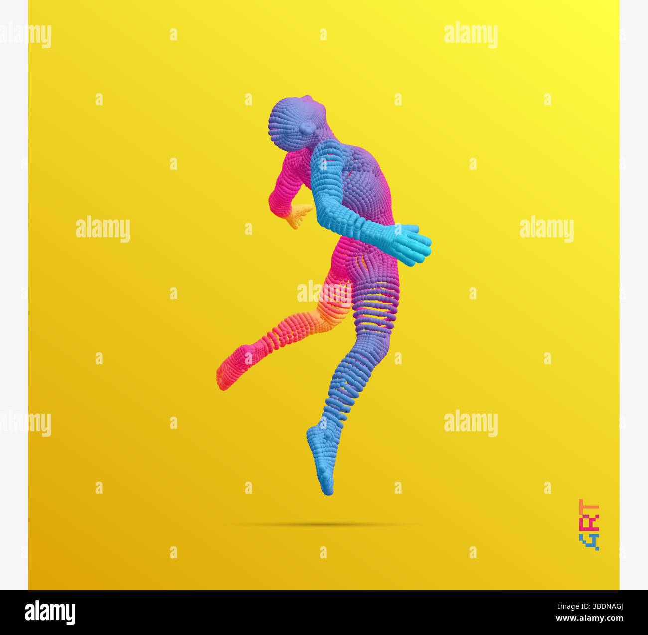 Jumping man. Man floating and hovering in the Air. 3d vector ...