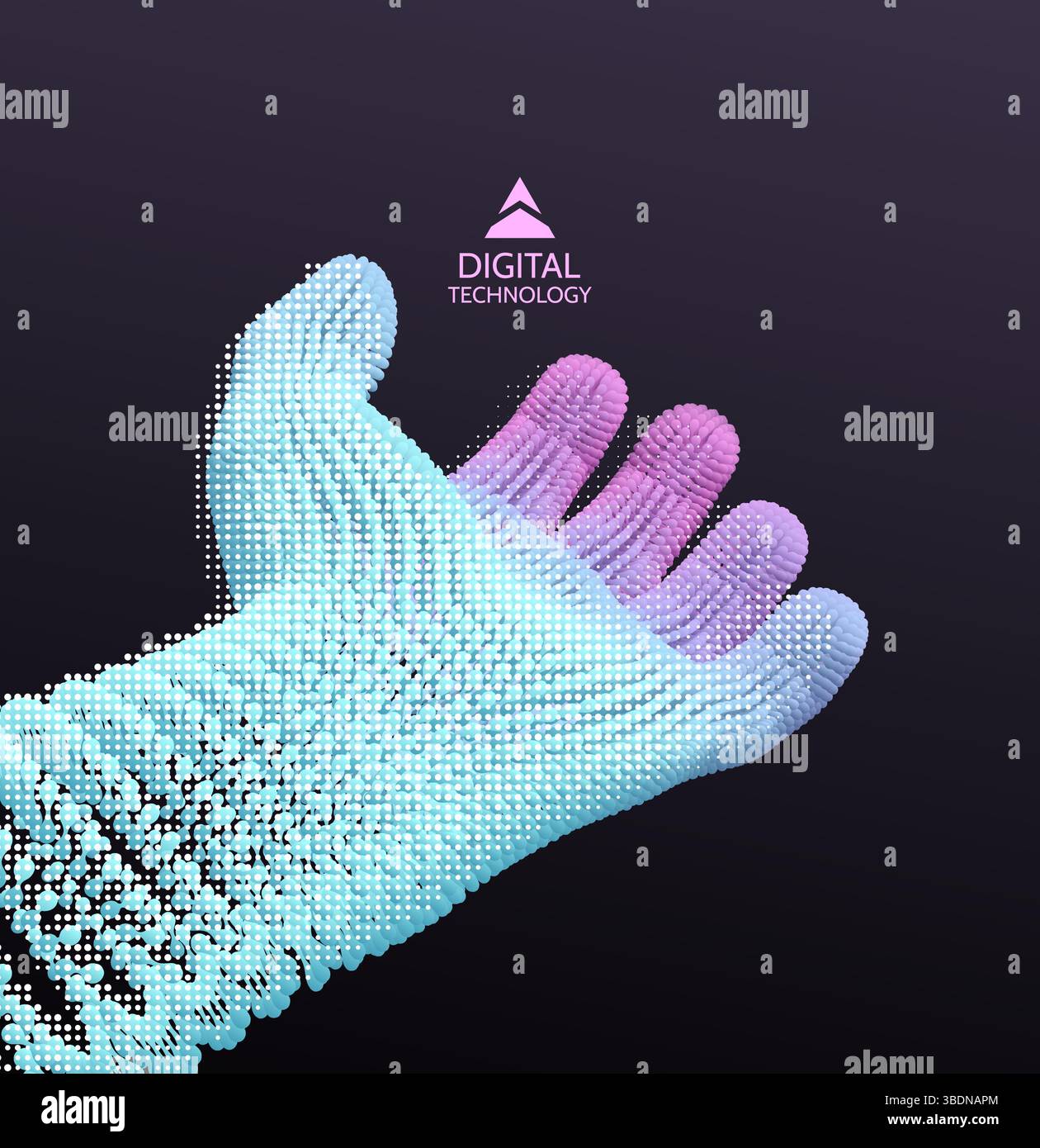 Hand open and ready to help. Human arm giving. Connection structure. 3D ...