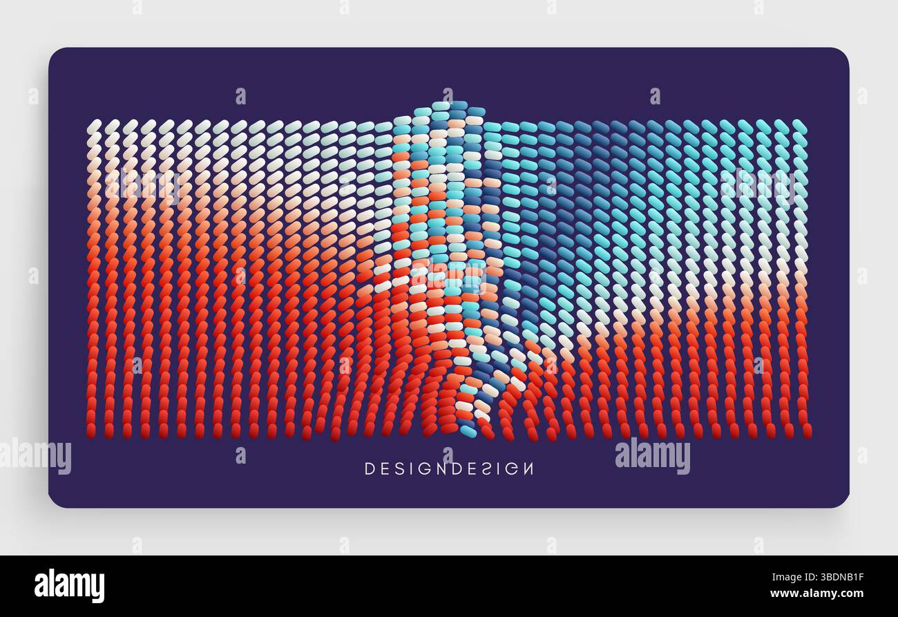 Irregular array or matrix of random ovals. Background breaking down into small fragments. Motion ...