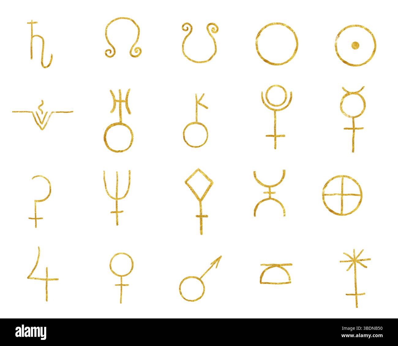 Astrological symbols of planets. Watercolor illustration. A set ...