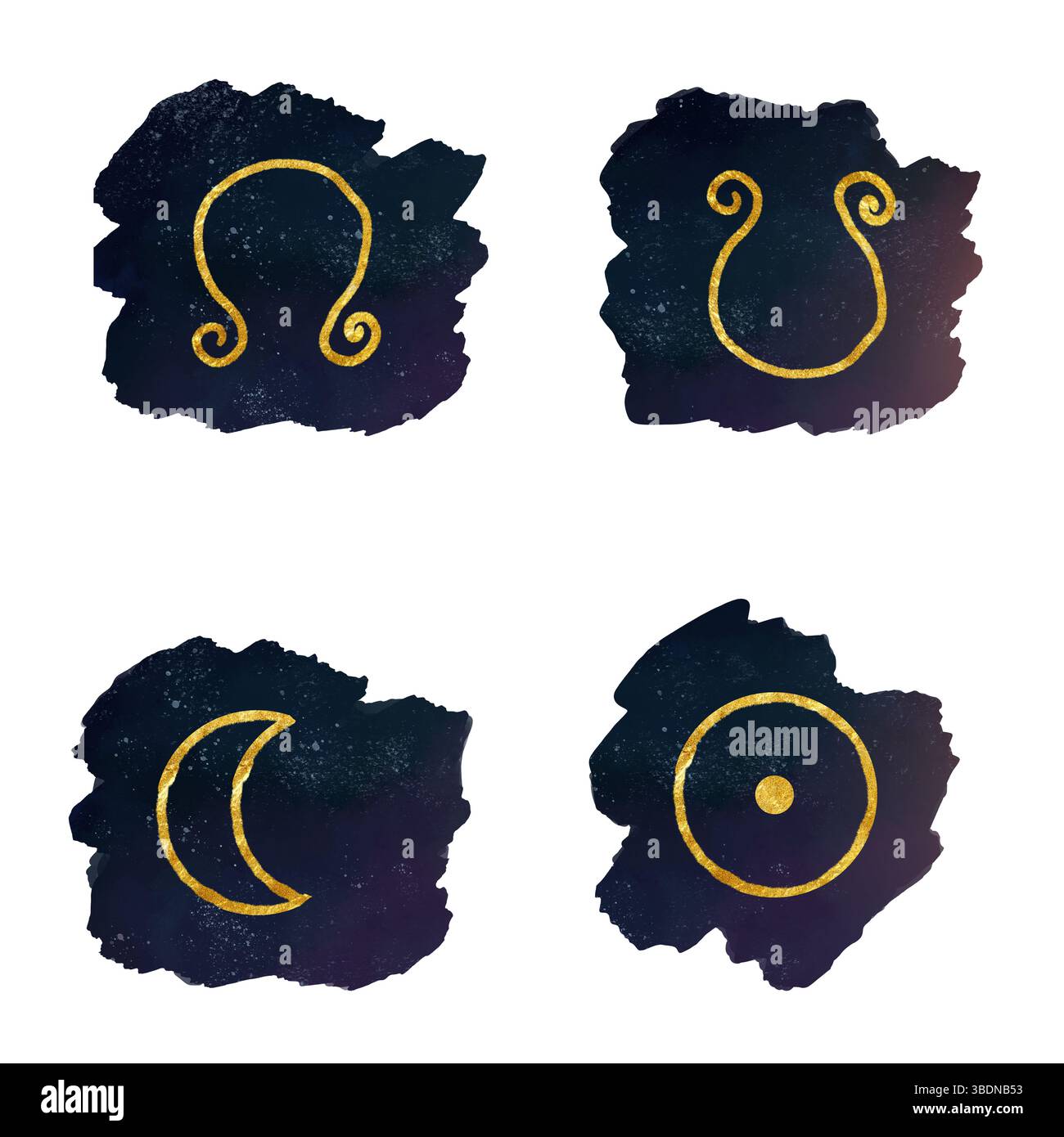Astrological symbols of the planets. Watercolor illustration. A set ...