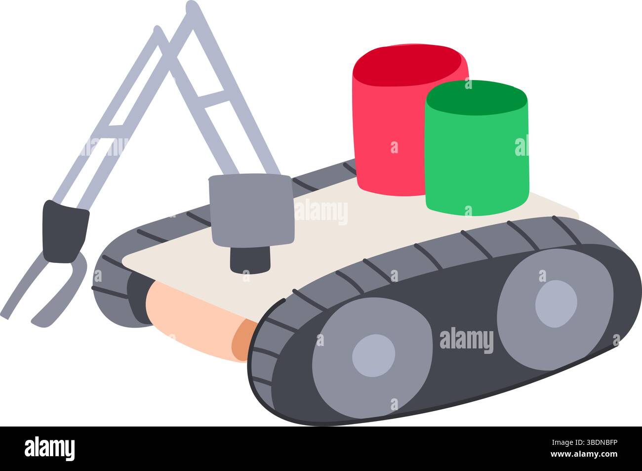 sustainability mini robot sorting trash cartoon vector illustration ...