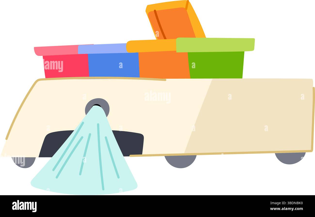 efficiency mini robot sorting trash cartoon vector illustration Stock ...
