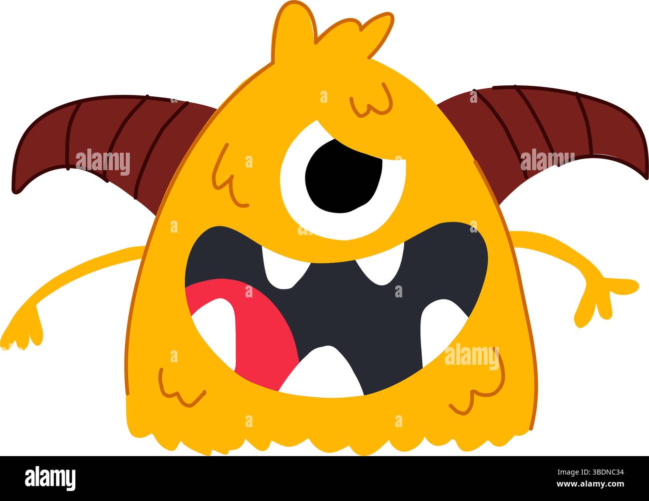 beast monster with horns cartoon vector illustration Stock Vector Image ...