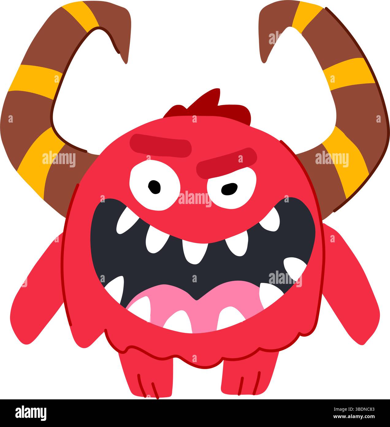demon monster with horns cartoon vector illustration Stock Vector Image ...