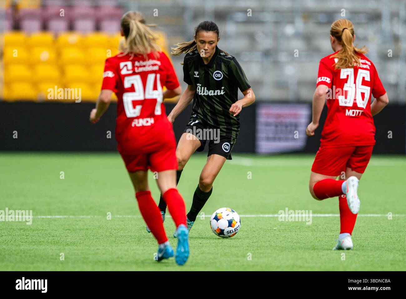 Farum, Denmark. 24th May, 2025. Dikte Bang (7) of OB Q seen during the ...