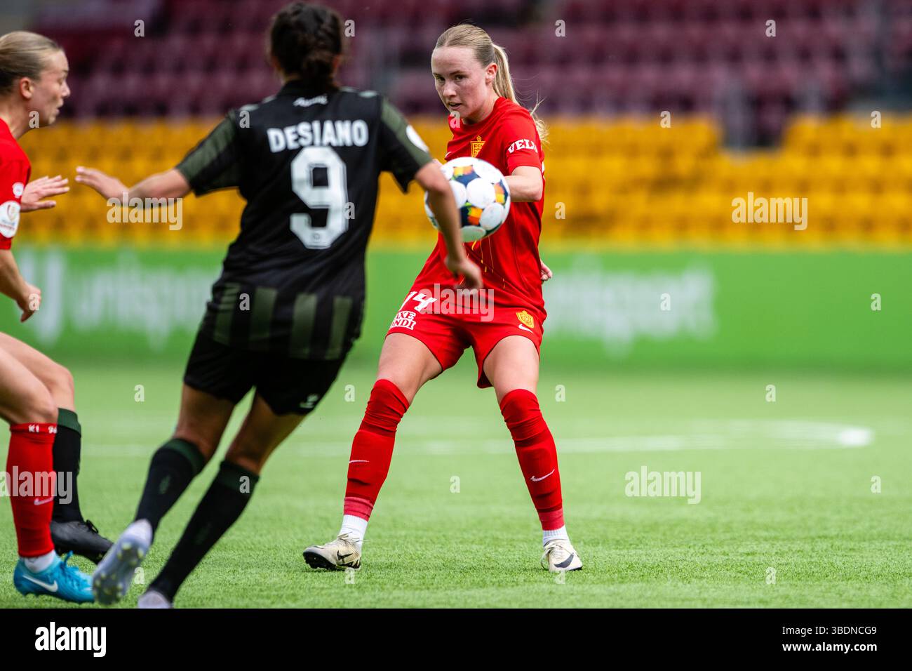 Farum, Denmark. 24th May, 2025. Nikoline Dudek (14) of FC Nordsjaelland ...