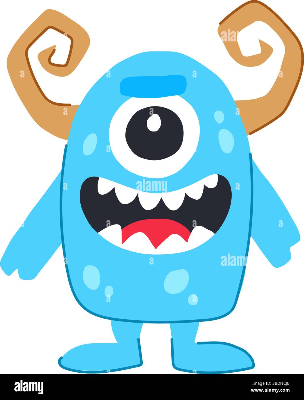 devil monster with horns cartoon vector illustration Stock Vector Image ...