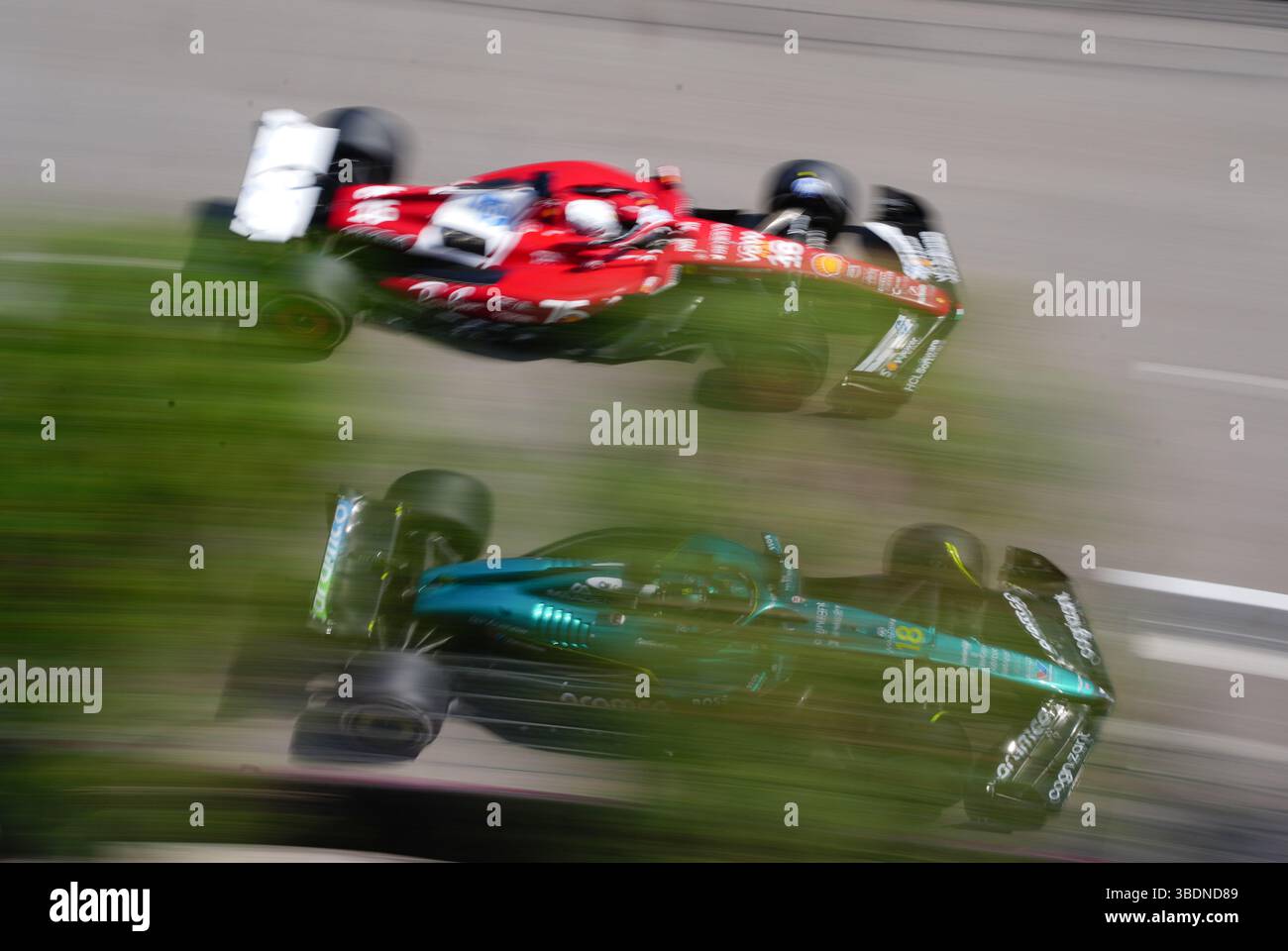 Ferrari's Charles Leclerc and Aston Martin's Lance Stroll during the ...