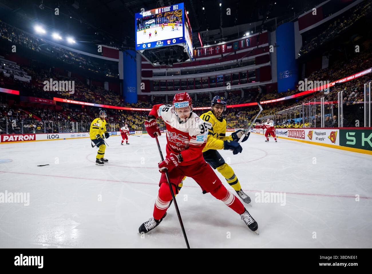 Nick Olesen of, Denmark. , . and Alexander Wennberg of Sweden during ...