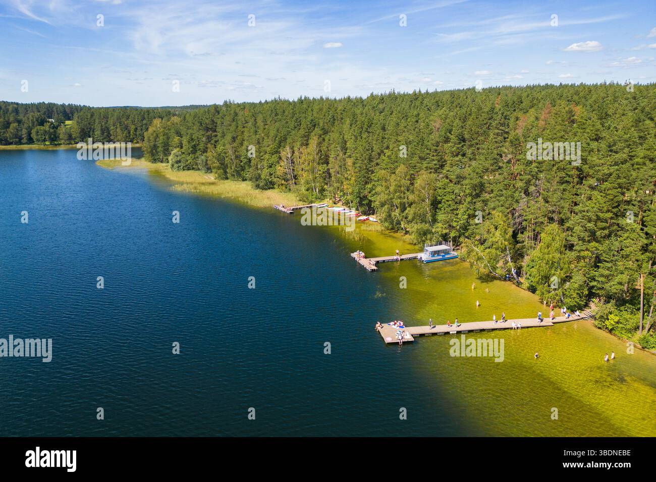 Lake Shore With Pier in Labanoras Regional Park in Lithuania Stock ...