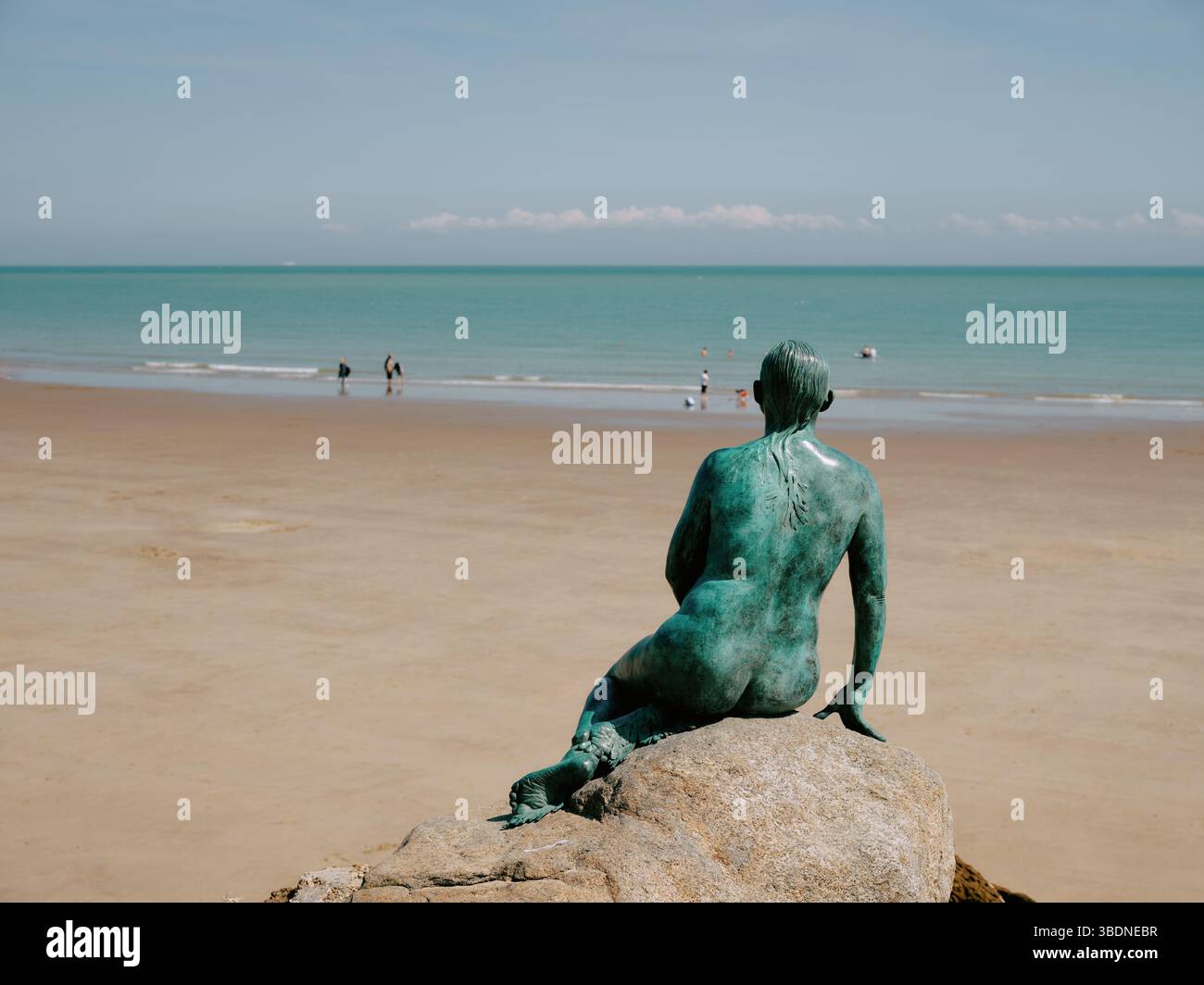 Mermaid sculpture statue and summer beach in Folkestone, Kent, England ...