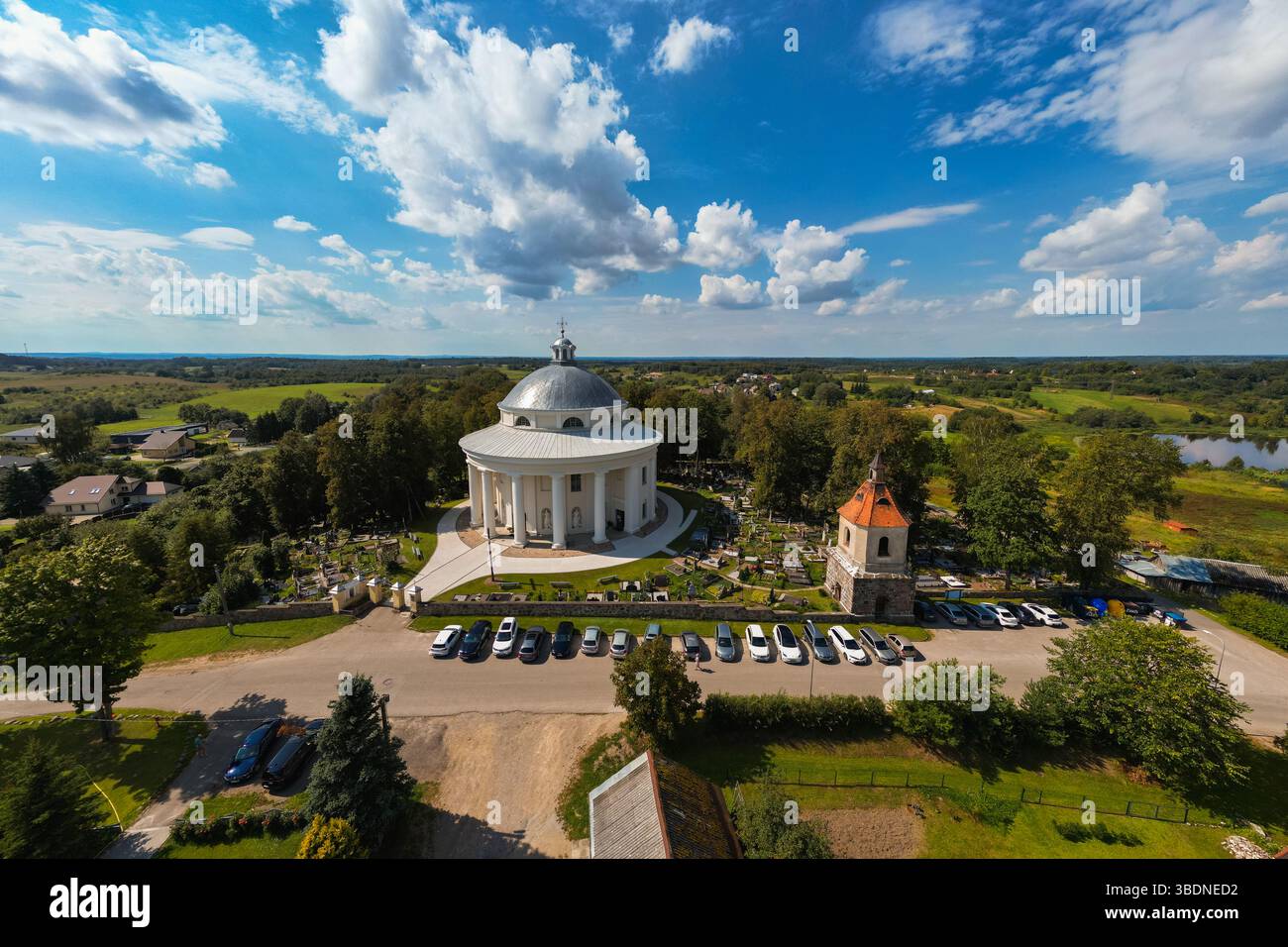 Aerial View of Round Church of the Holy Trinity Building Surrounded by ...