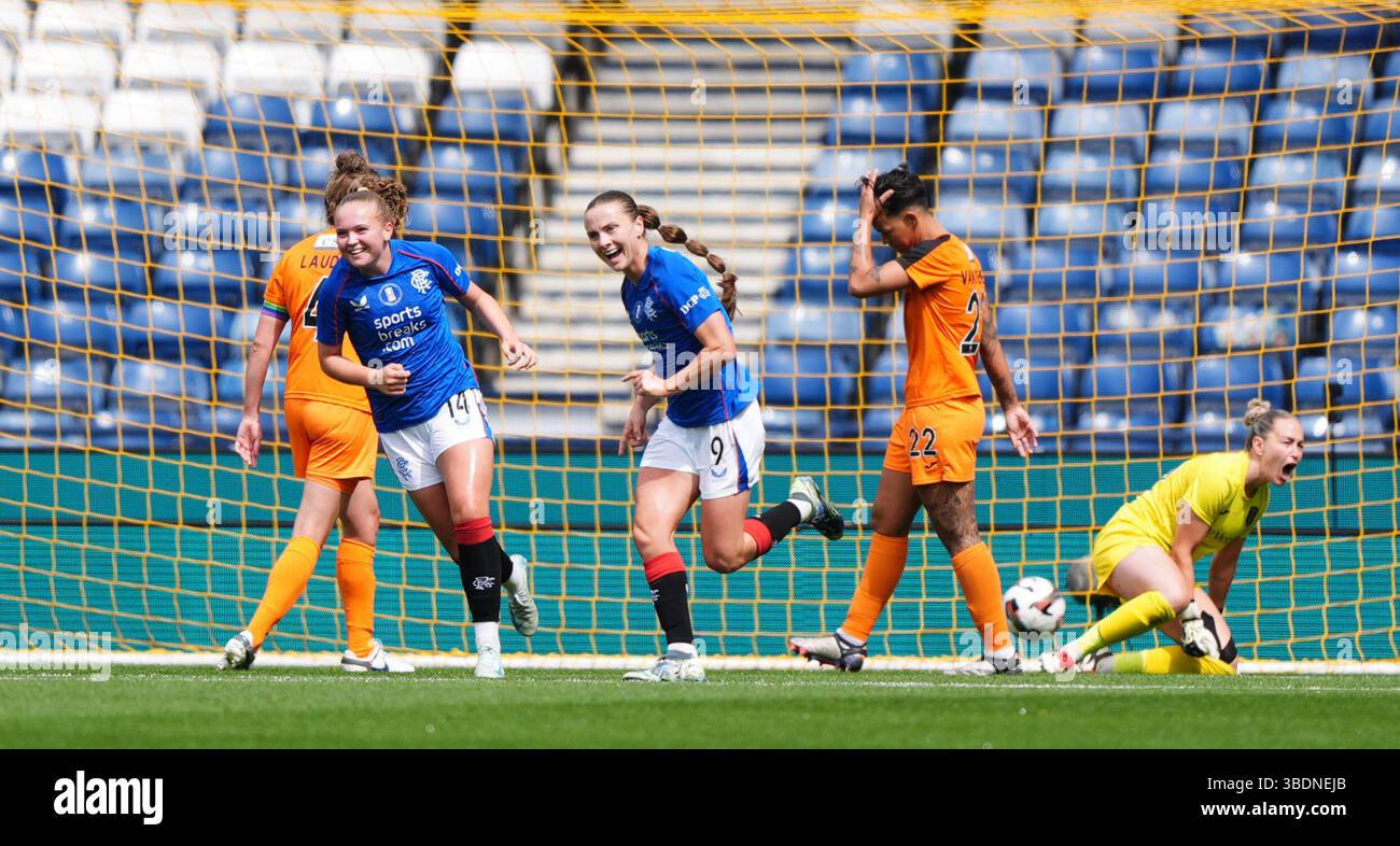 Rangers' Kirsty Howat (9) celebrates scoring her sides second goal with ...
