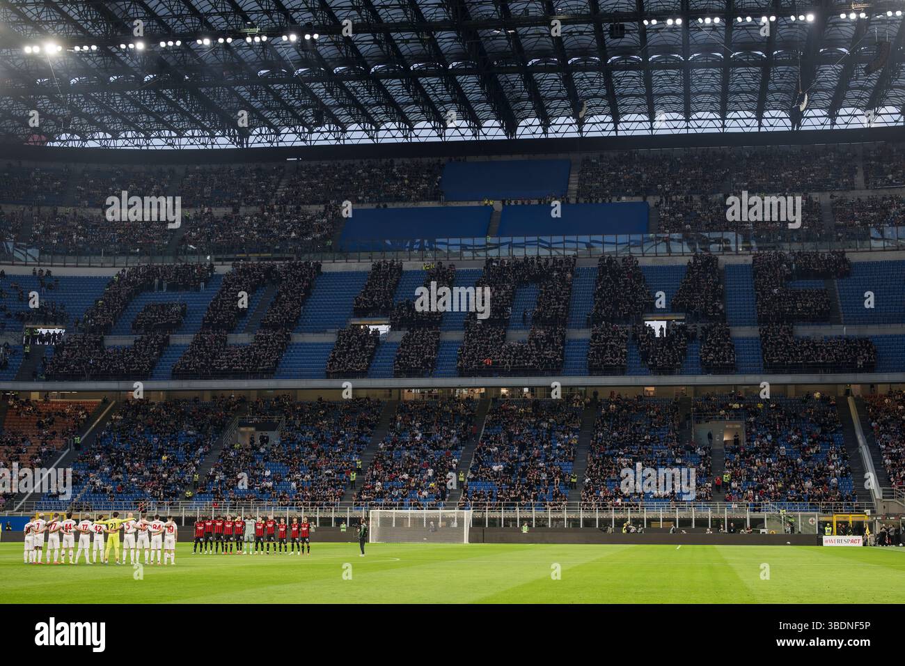 Milan, Italy. 24th May 2025. Fans of AC Milan in sector 'Curva Sud ...
