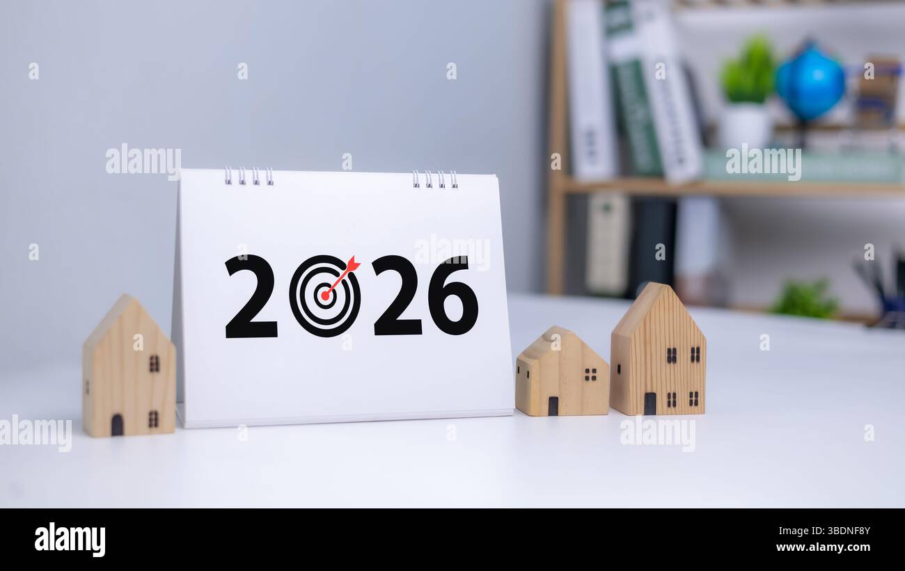 Desk calendar showing year 2026 with a dartboard target replacing the ...