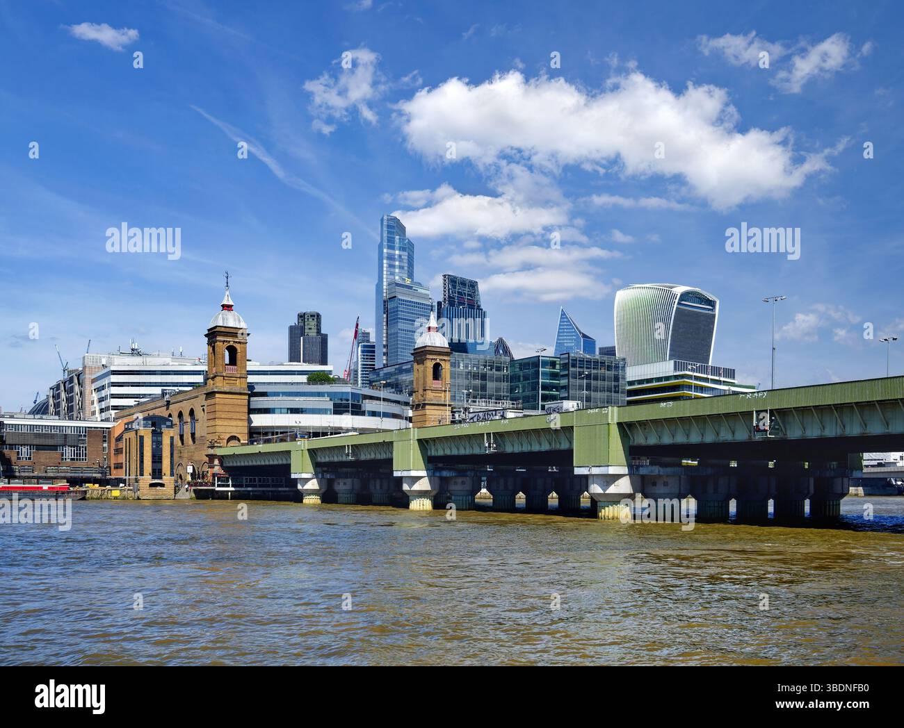UK, London, Cannon Street Railway Bridge, The City of London Skyline ...