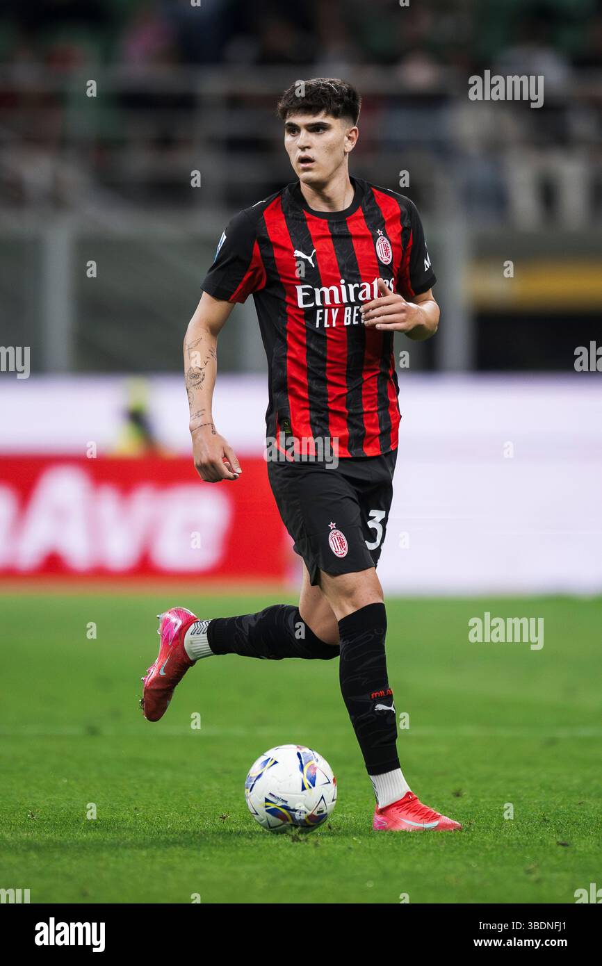 Milan, Italy. 24th May 2025. Davide Bartesaghi of AC Milan in action ...