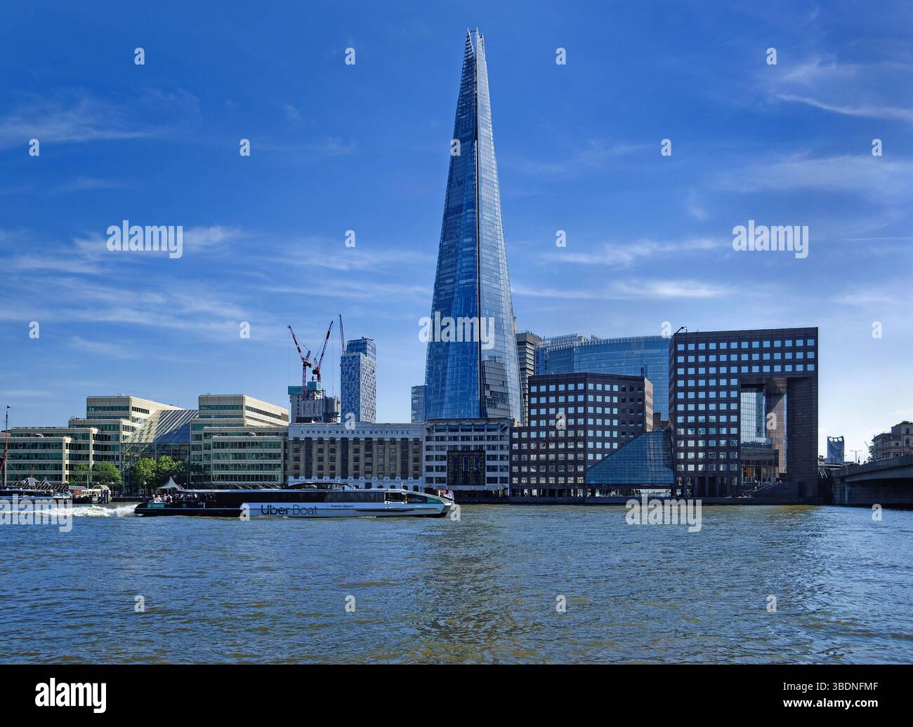 UK, London, The Shard and River Thames from Grants Quay Wharf Stock ...