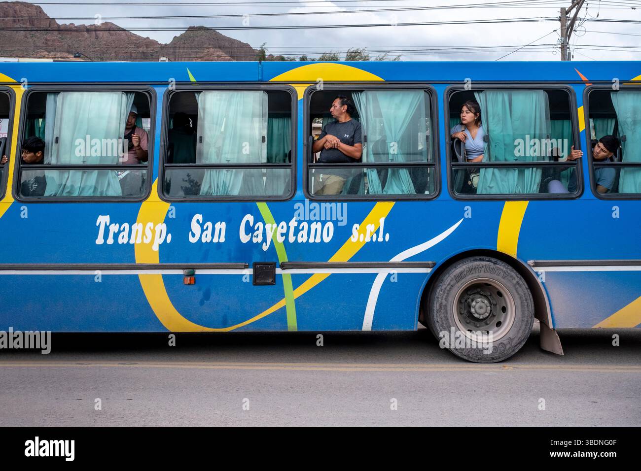 Argentine People Looking Out Of A Bus Window At A Traffic Jam During ...