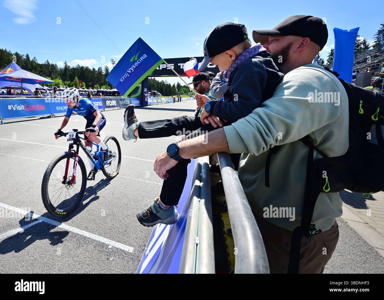 Mona Mitterwallner of Austria (left) competes during women elite race ...